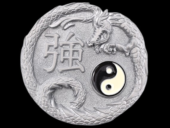 Power Strength Symbol Asian Dragon Yin Yang Belt Buck… - Gem