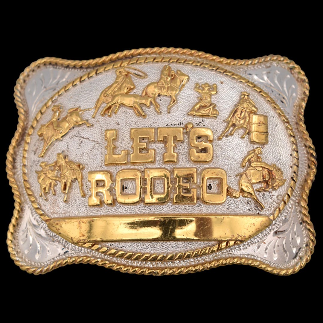 Let's Rodeo Gold & Silver Plated Solid Brass Vintage Belt Buckle by ...