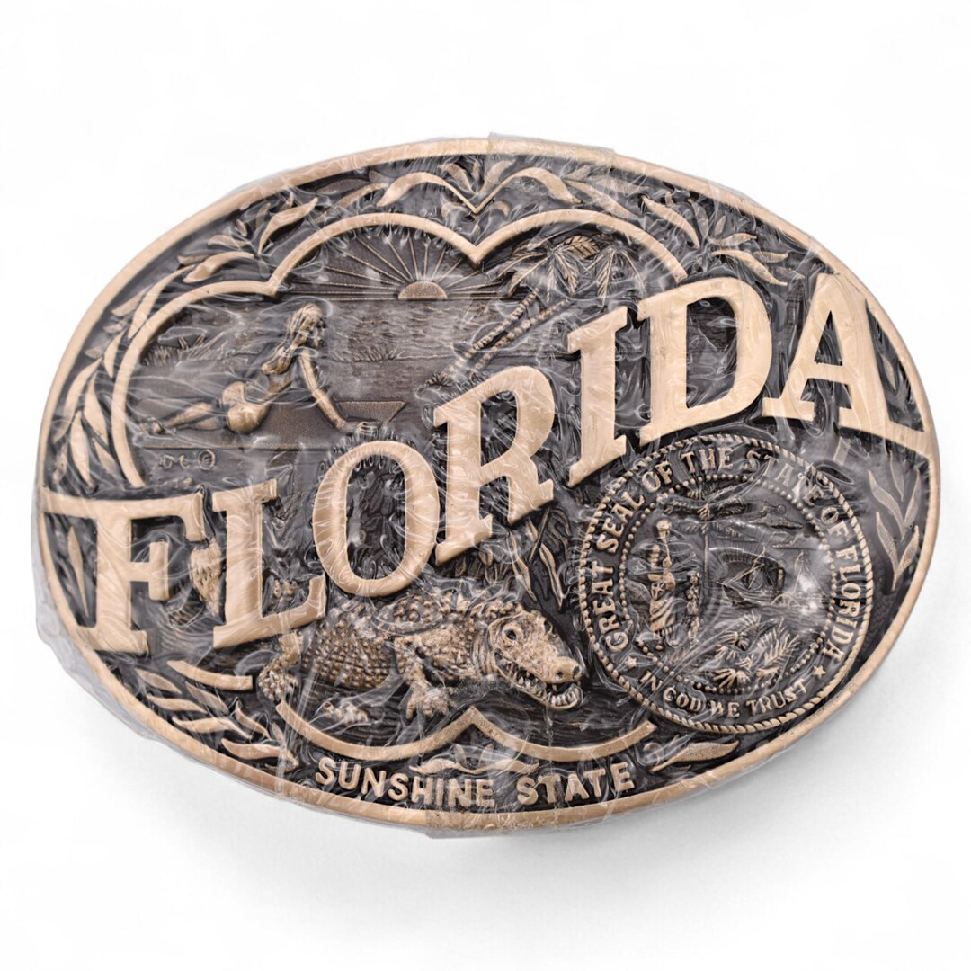 Florida State Seal Solid Brass Vintage Belt Buckle by Award Design ...