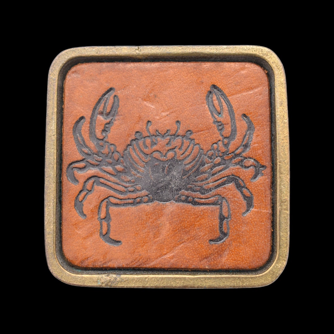 1970s Cancer Horoscope Solid Brass Made in USA Vintage Belt Buckle - Etsy