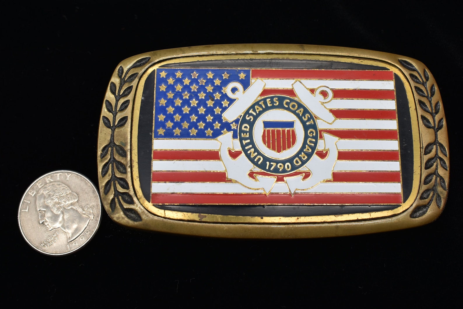 US Coast Guard Solid Brass Vintage Belt Buckle - Etsy