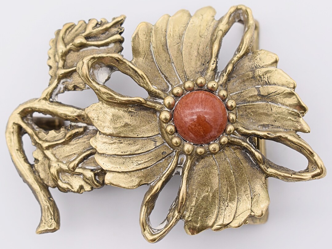 1970s Hippie Flower Solid Brass Ivar Hyden Artist Signed Vintage Belt ...
