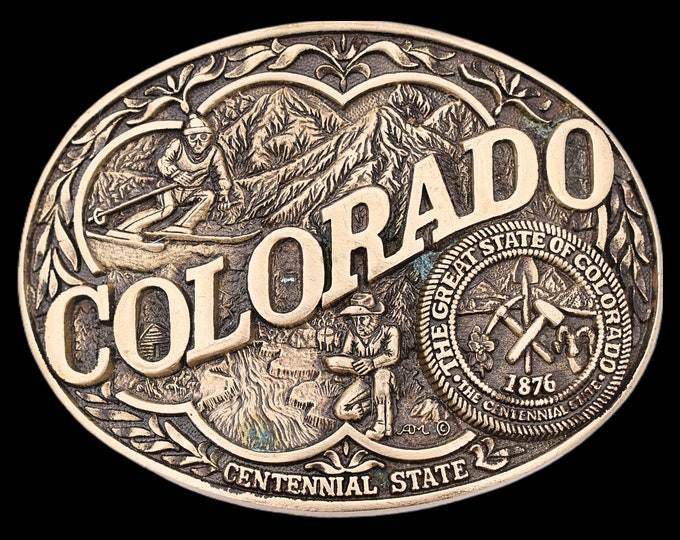 Colorado State Seal Solid Brass Award Design Vintage Belt Buckle - Etsy