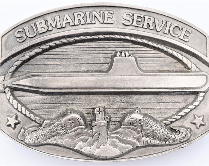 US Navy Submarine Service Naval Crest Emblem Badge Vintage Belt Buckle ...