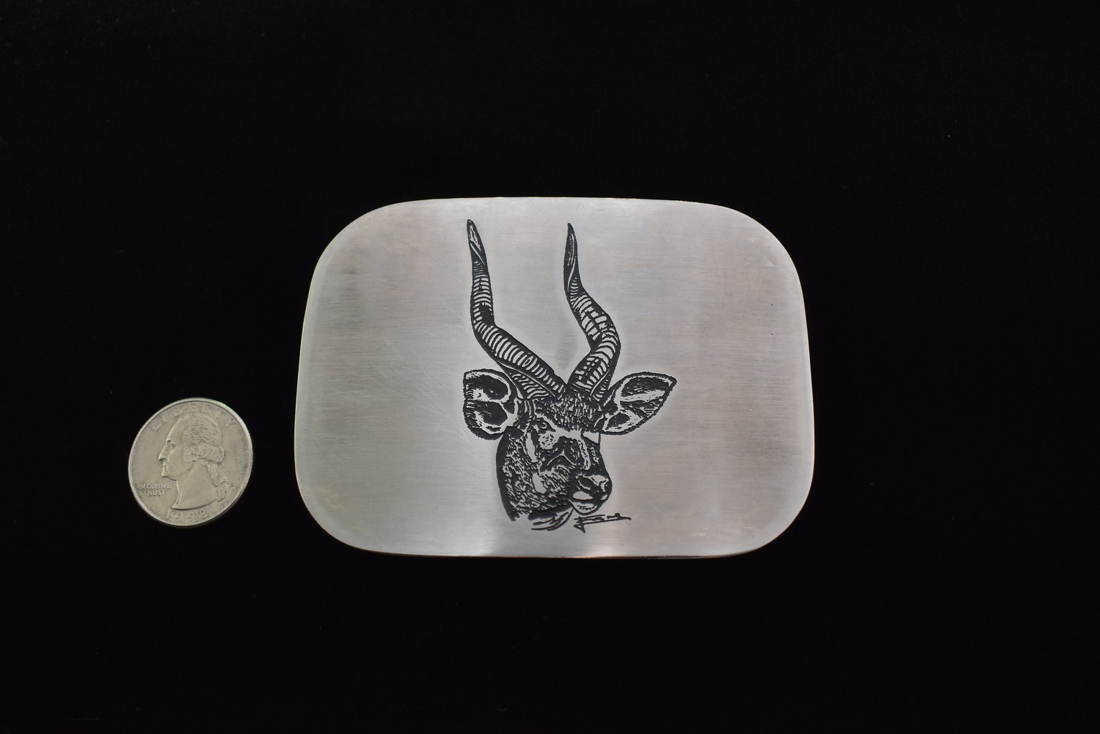 Impala Brushed Nickel Etched Vintage Belt Buckle-mains Favre - Etsy