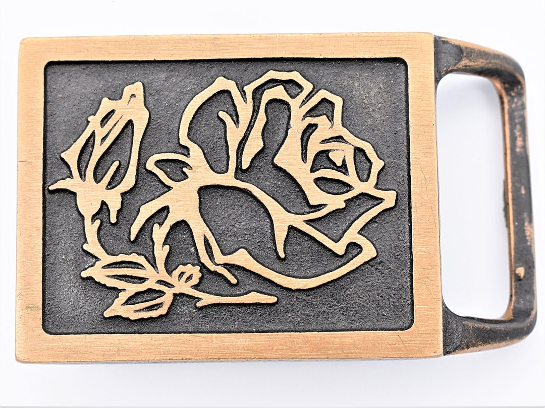 Tech Ether Guild "tea Rose" Solid Brass Vintage Belt Buckle - Etsy