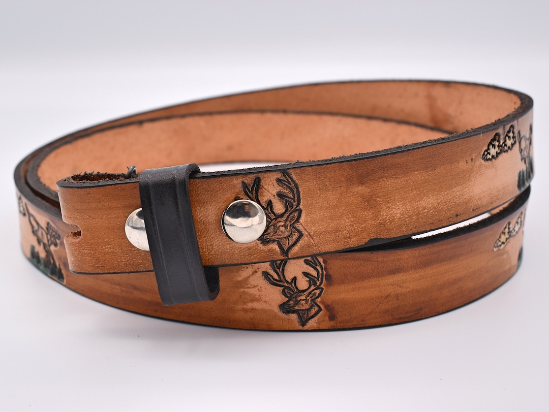 Vintage Genuine Leather Handmade Deer Buck Belt ~ CUSTOM SIZING Maximum ...