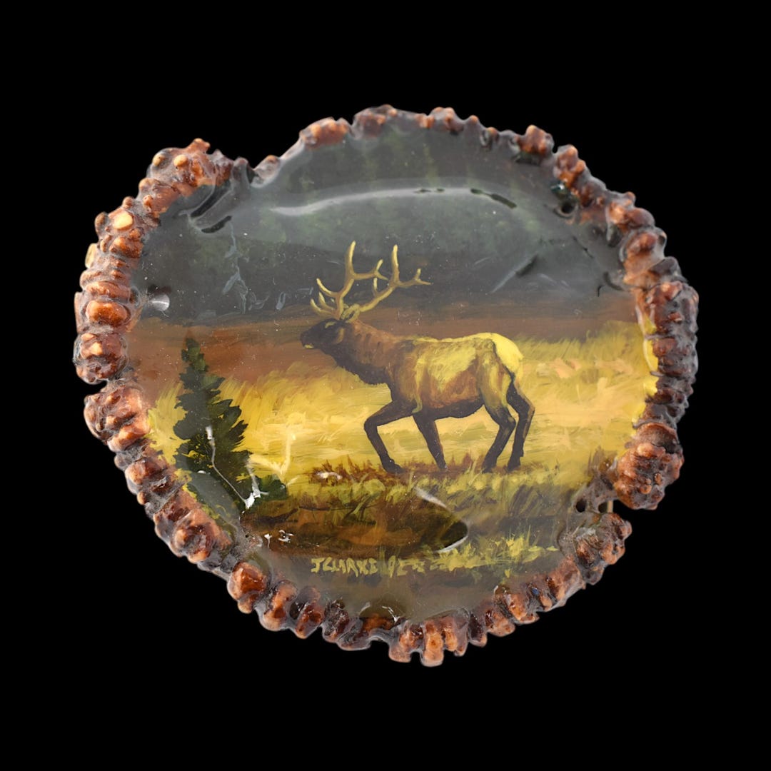 Elk Antler Painting Vintage Belt Buckle - Etsy