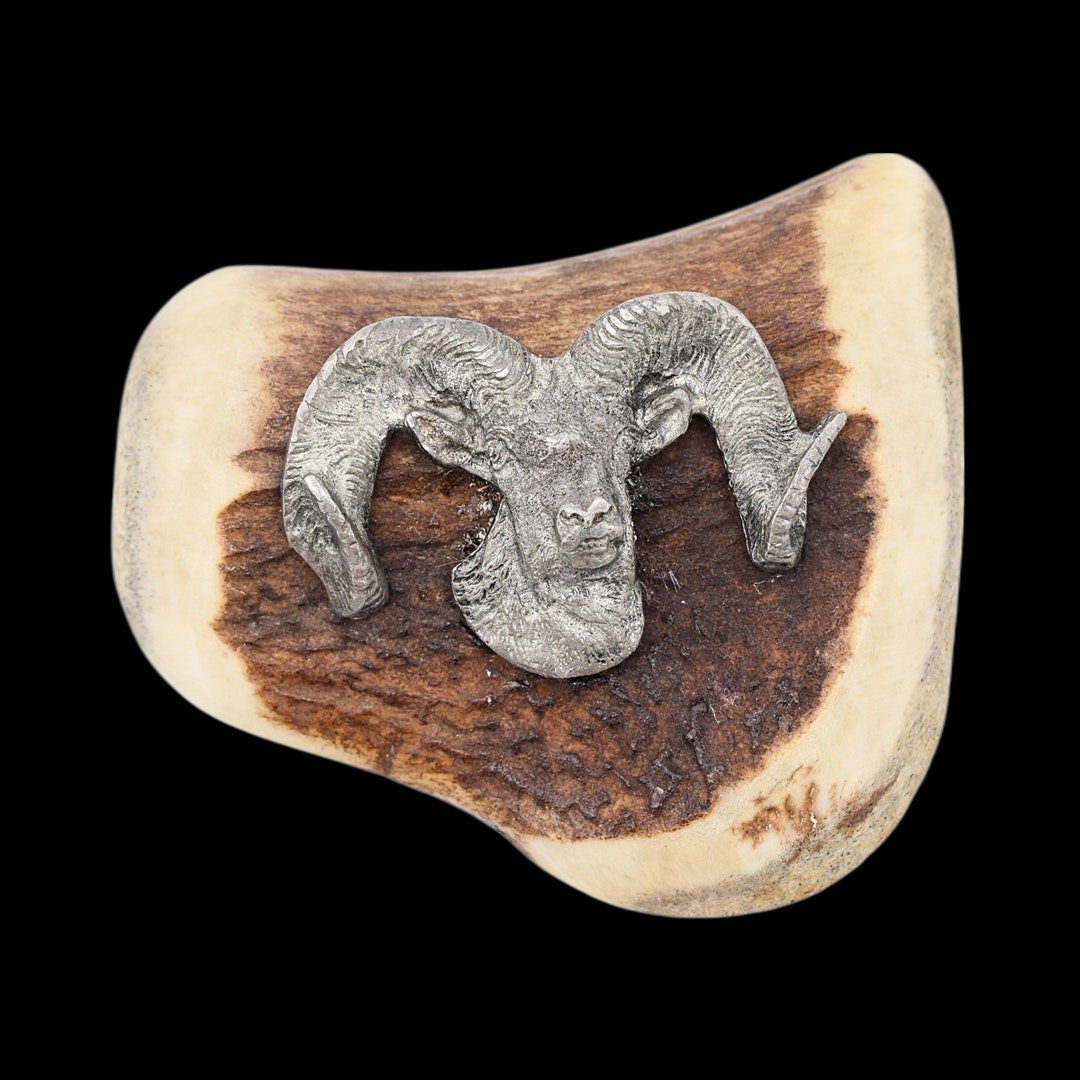 Sheep Ram Vintage Pewter Figurine Elk Antler Belt Buckle - Etsy
