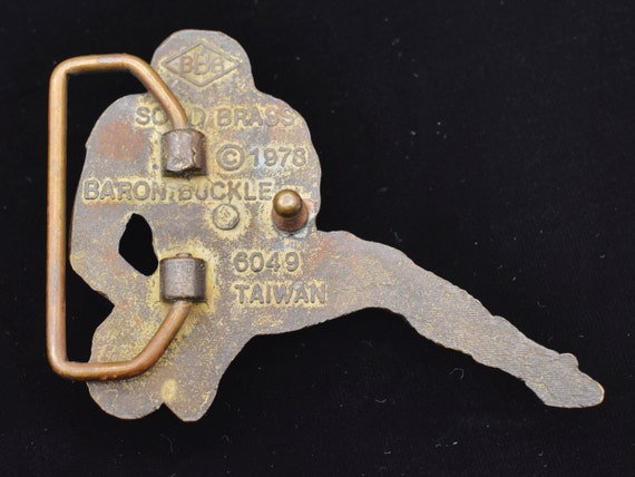Solid Brass Football Player 1970s Vintage Belt Buckle - Gem