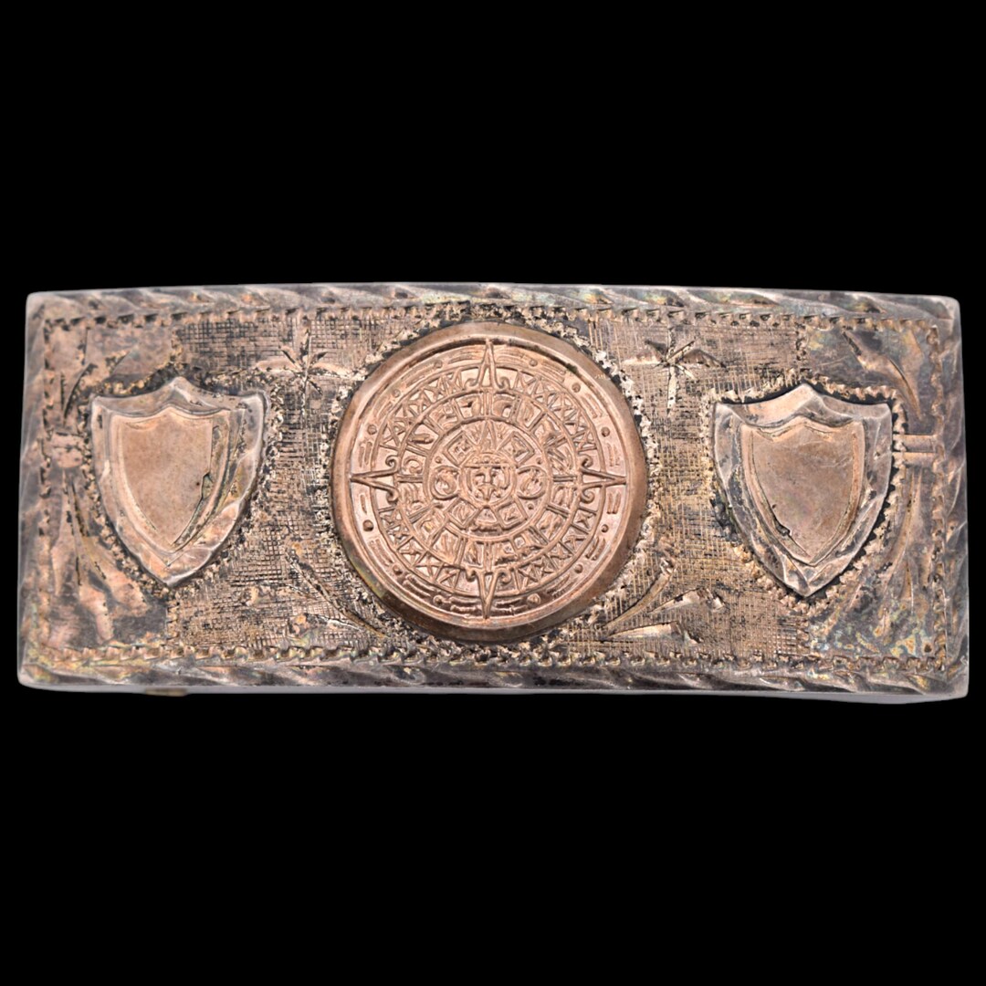 Sterling Calendar Wheel Aztec Inca Maya Mexico Art Vintage Belt Buckle ...