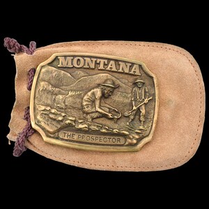 Solid Brass Montana Prospector Heritage Mint 1980s Vintage Belt Buckle ...