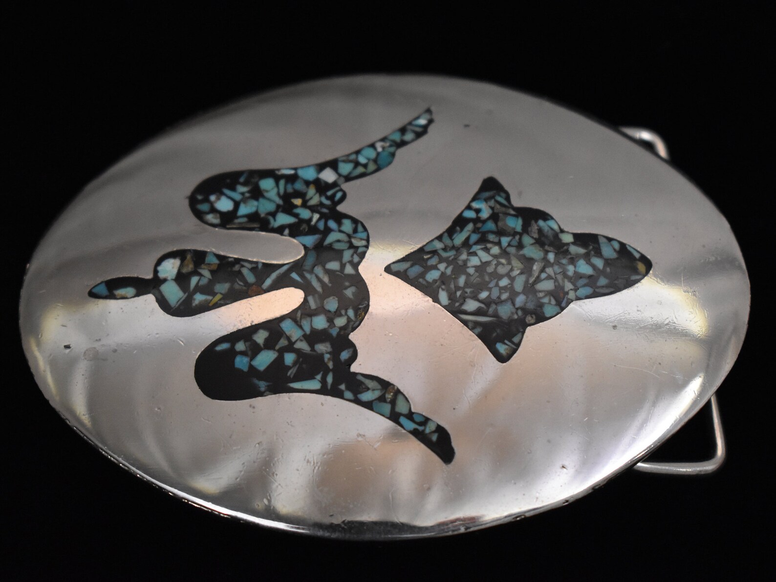 Crushed Turquoise Chip Inlay Southwestern Thunderbird Vintage - Etsy