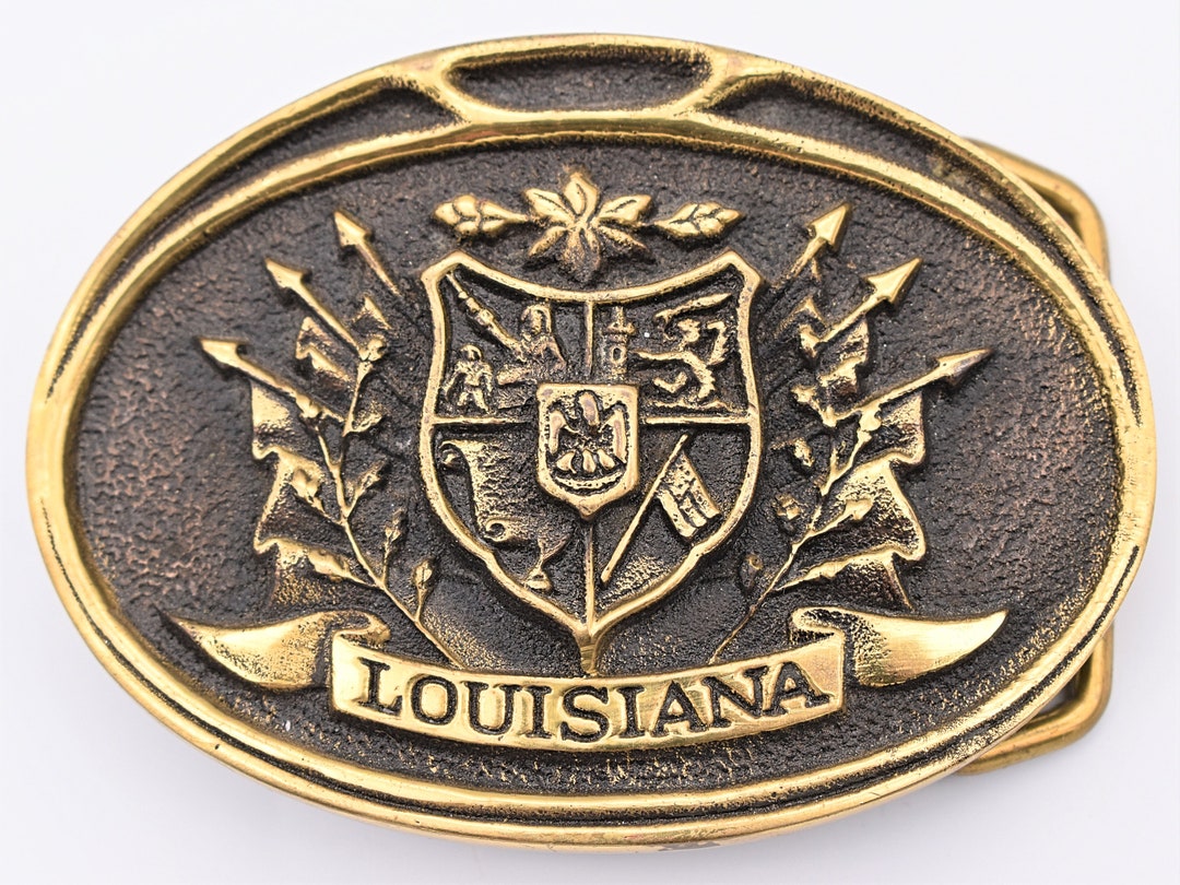 Louisiana Coat of Arms Solid Brass Vintage Belt Buckle - Etsy