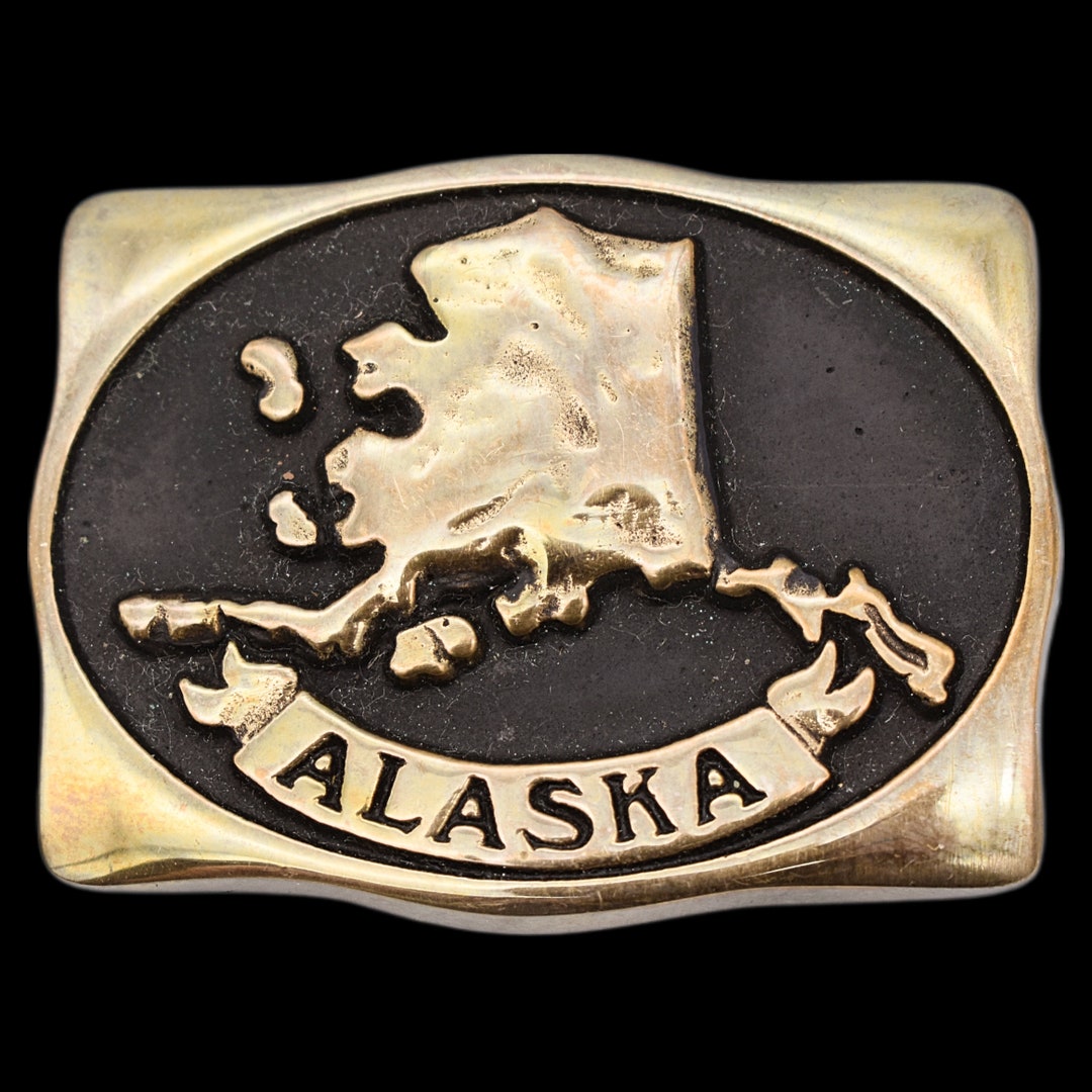 Small Solid Brass Alaska 1980s Oil Boom Vintage Belt Buckle - Etsy