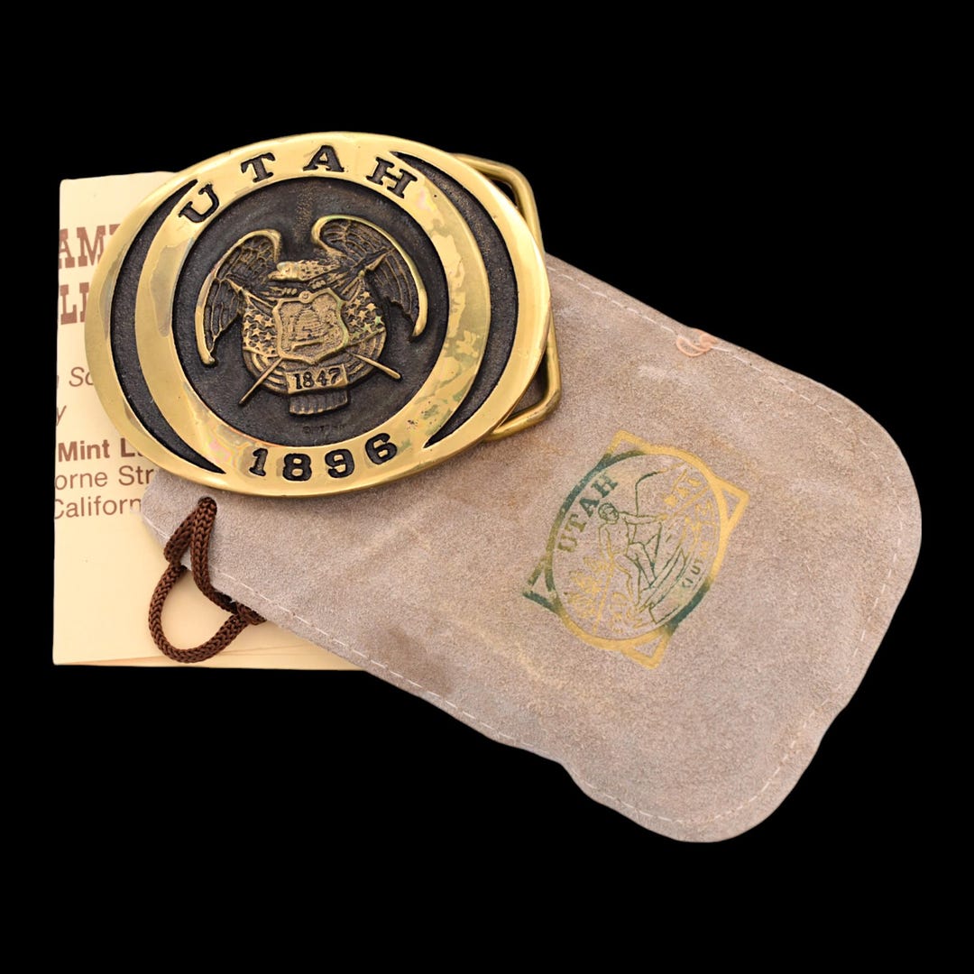 Solid Brass Utah State Seal 1980s Vintage Belt Buckle - Etsy