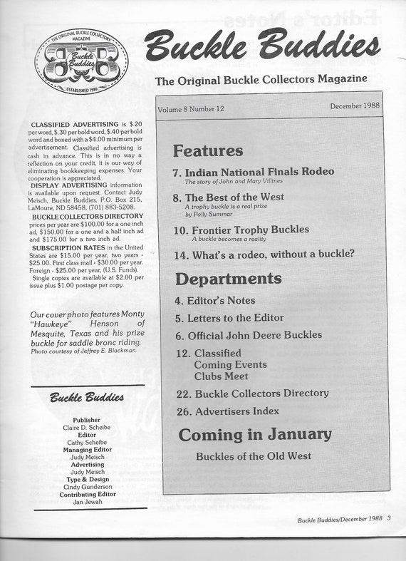 1988 Buckle Buddies Magazines ~ Vintage Belt Buckle C… - Gem