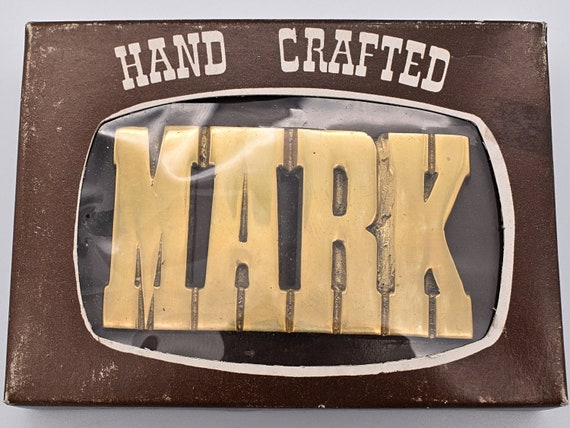 Mark Name Solid Brass Vintage Belt Buckle - Etsy