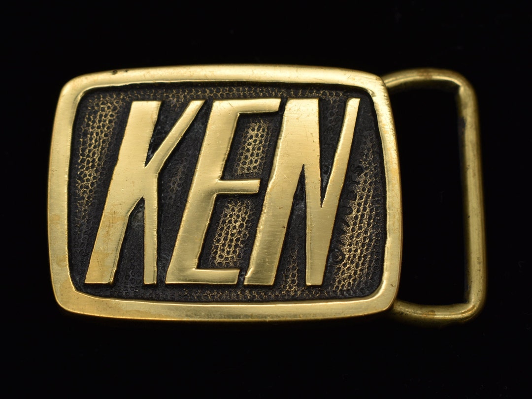 Ken Solid Brass Vintage Belt Buckle - Etsy