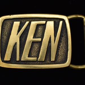 Ken Solid Brass Vintage Belt Buckle - Etsy