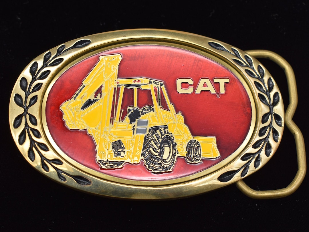 CAT Bucket Excavator Tractor Solid Brass Vintage Belt Buckle - Etsy