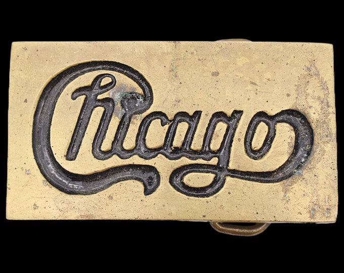 1980s Chicago Band Solid Brass Vintage Belt Buckle - Etsy