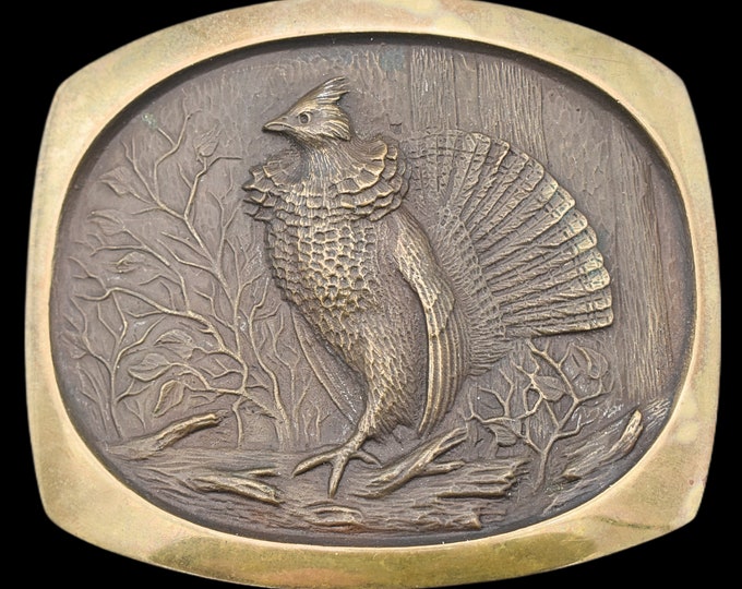 S.L. Knight Solid Bronze Ruffed Grouse Game Bird Hunter Vintage Belt ...