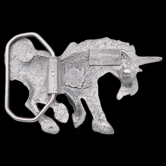 Angry Unicorn Mythical Fantasy Belt Buckle Gem