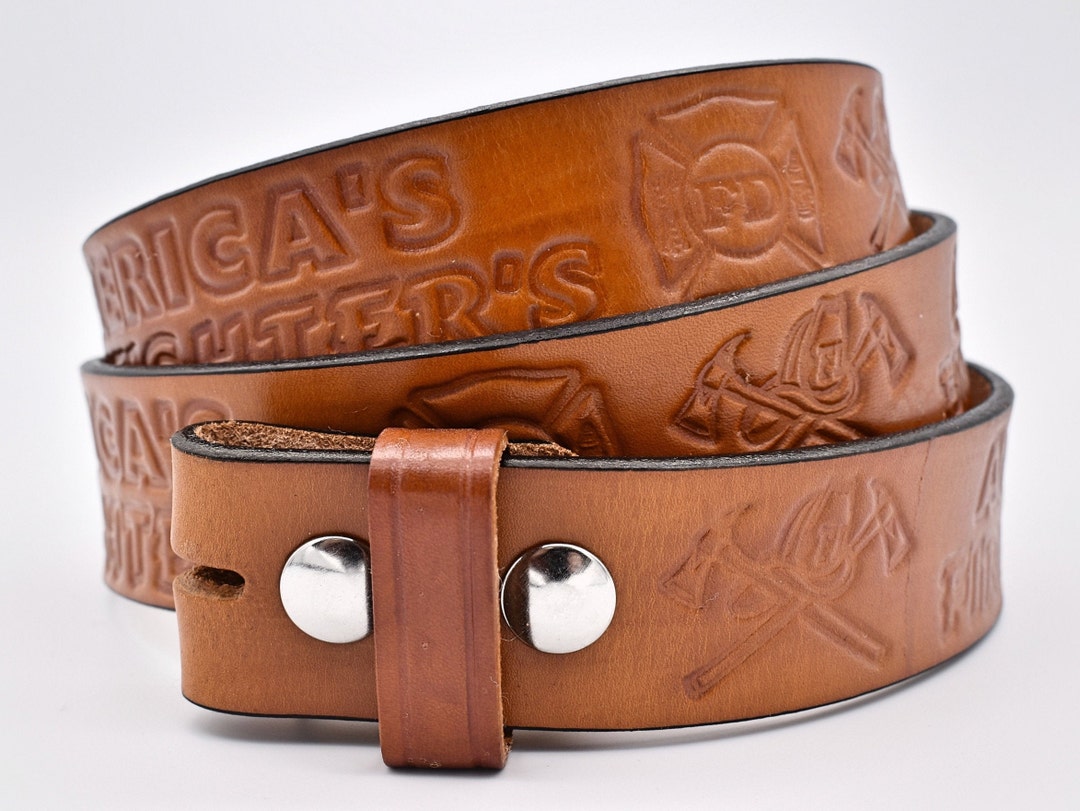 Genuine Leather America's Firefighter's Fireman Station 1.5 Inch Belt ...