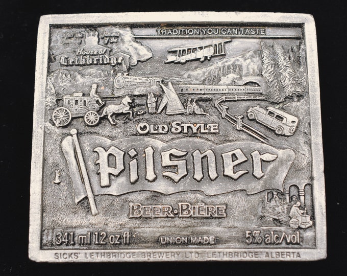 Old Style Pilsner Beer Sicks Lethbridge Beer Bottle Opener Vintage Belt ...
