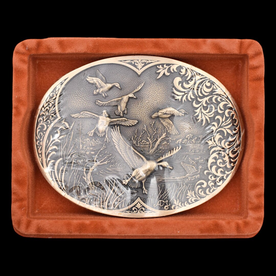 Solid Brass Mallard Ducks Award Design Medals Vintage Belt Buckle - Etsy