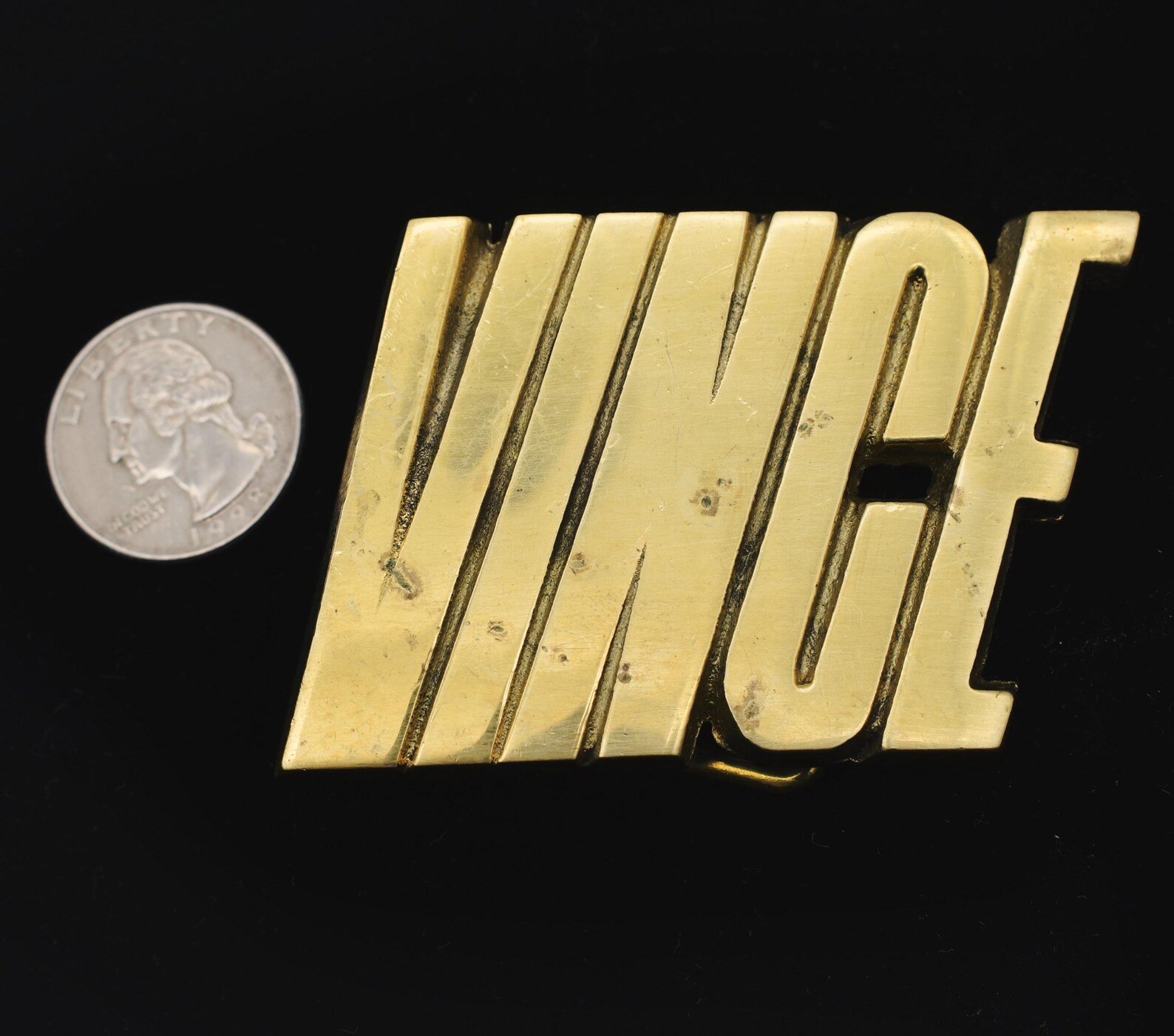 Vince Name Solid Brass Vintage Belt Buckle - Etsy