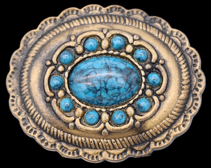 Southwestern Faux Turquoise Vintage Belt Buckle - Etsy