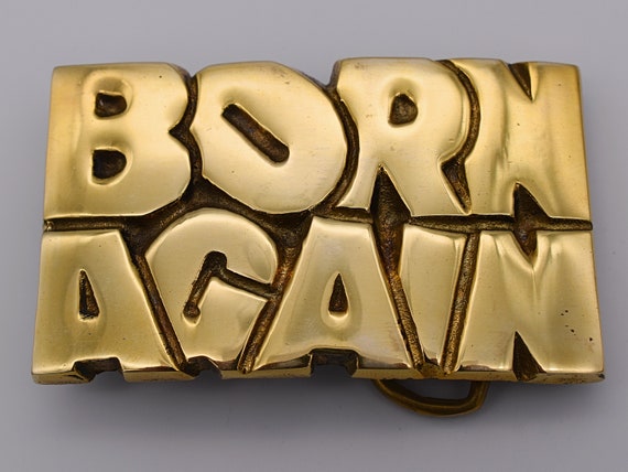 Born Again Christian Solid Brass 1970s Vintage Belt B… - Gem