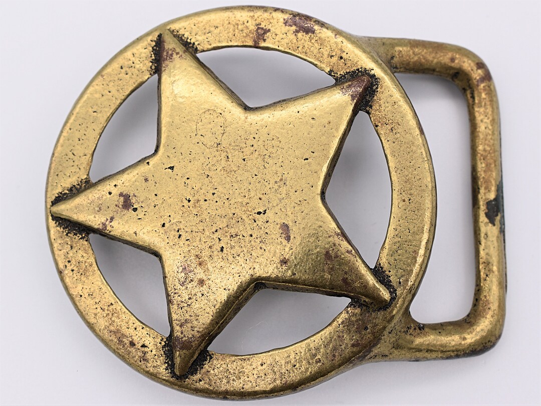 Trinity Buckle Star Solid Brass 1970s Vintage Hippie Western Belt ...