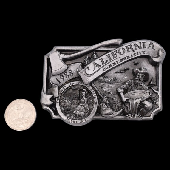 California Commemorative 1988 Vintage Belt Buckle - Gem