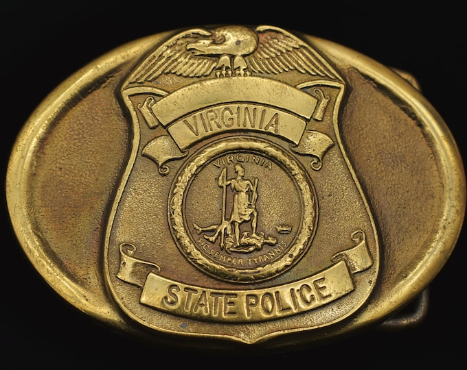 Virginia State Police Trooper Solid Brass Vintage Belt Buckle - Etsy