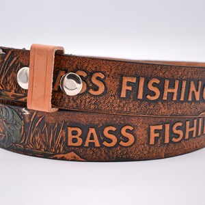 Vintage Genuine Leather Handmade Bass Fishing Belt ~ CUSTOM SIZING ...