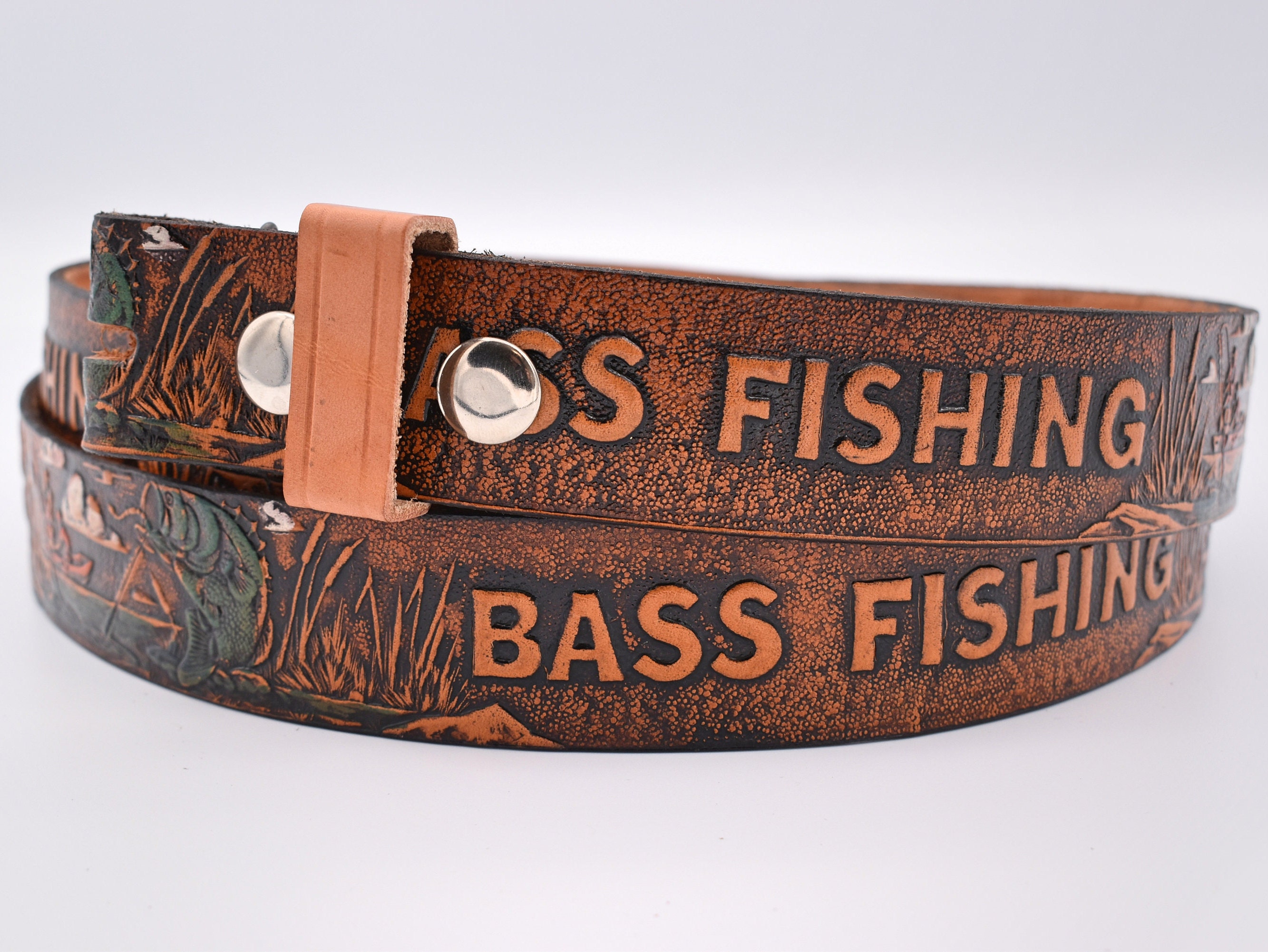 Vintage Genuine Leather Handmade Bass Fishing Belt CUSTOM - Etsy