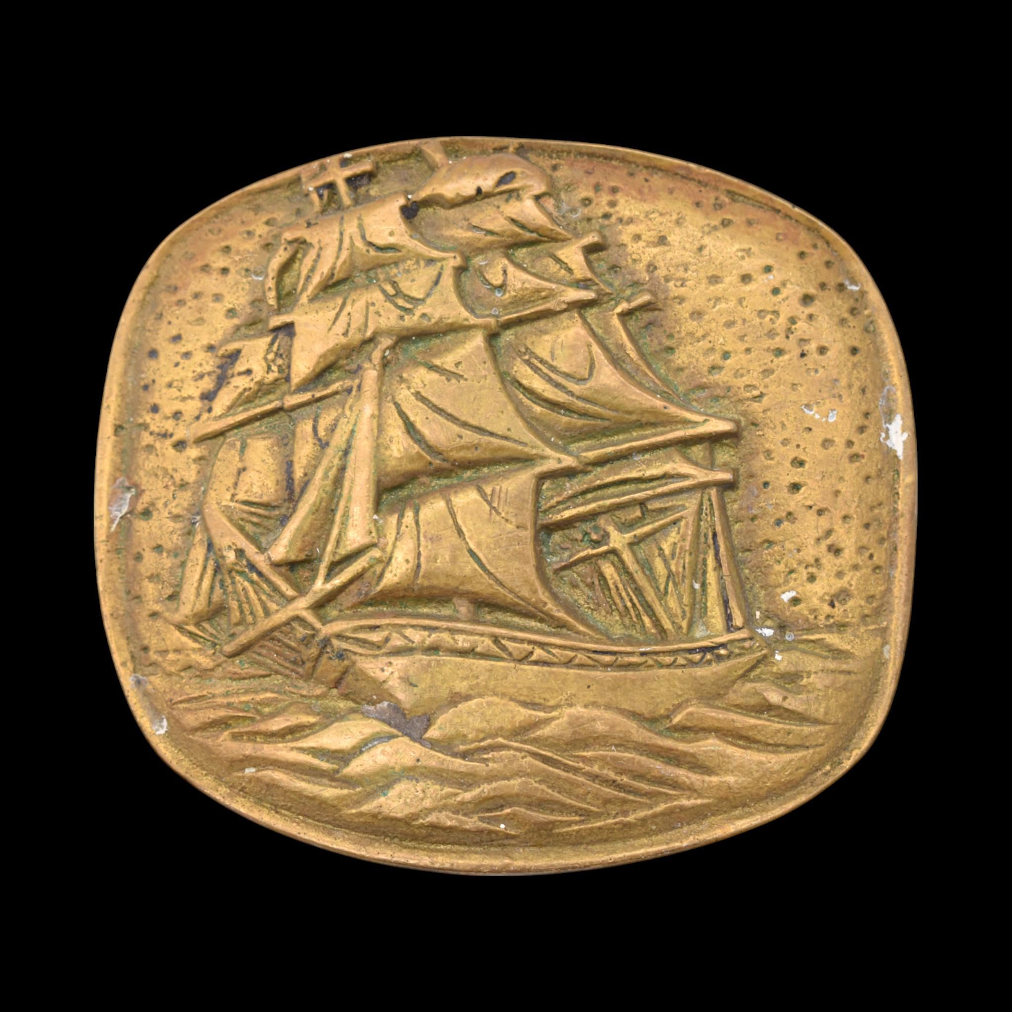 Solid Brass Pirate Ship Sailor 1970s Vintage Belt Buckle by Baron Brass ...