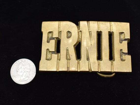 Ernie Name Solid Brass Vintage Belt Buckle - Gem