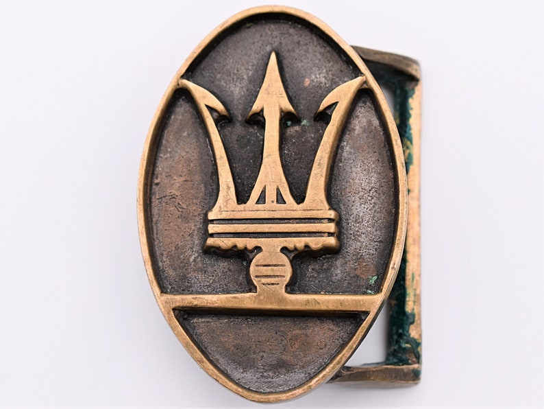 Solid Brass Maserati Trident Logo Emblem Crest Sports Car Vintage Belt ...