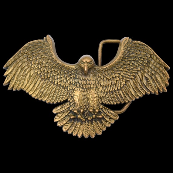 Solid Brass Hawk Falcon Eagle Vintage Belt Buckle - Gem