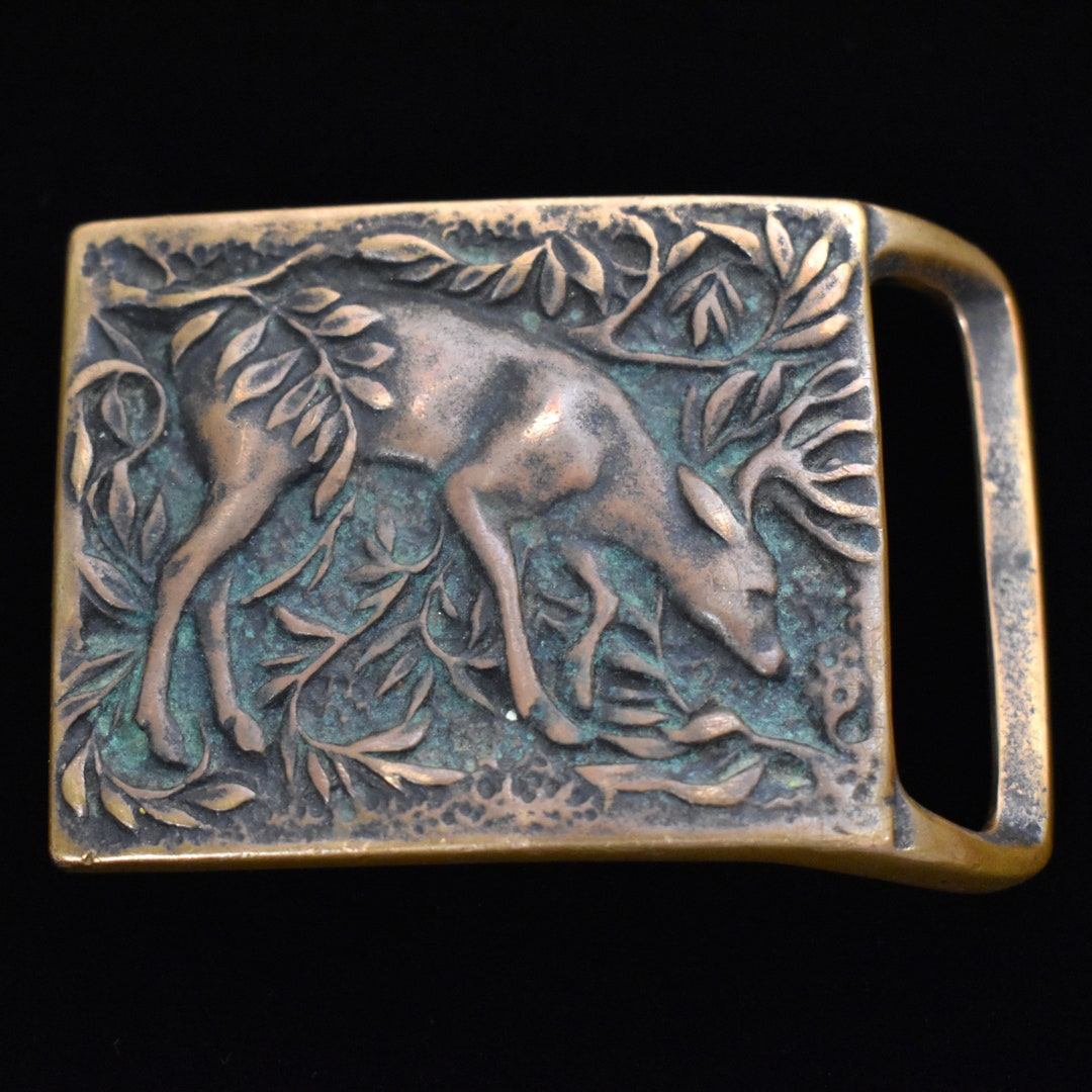 Tech Ether Guild "whitetail" Solid Brass 1970s Vintage Belt Buckle - Etsy