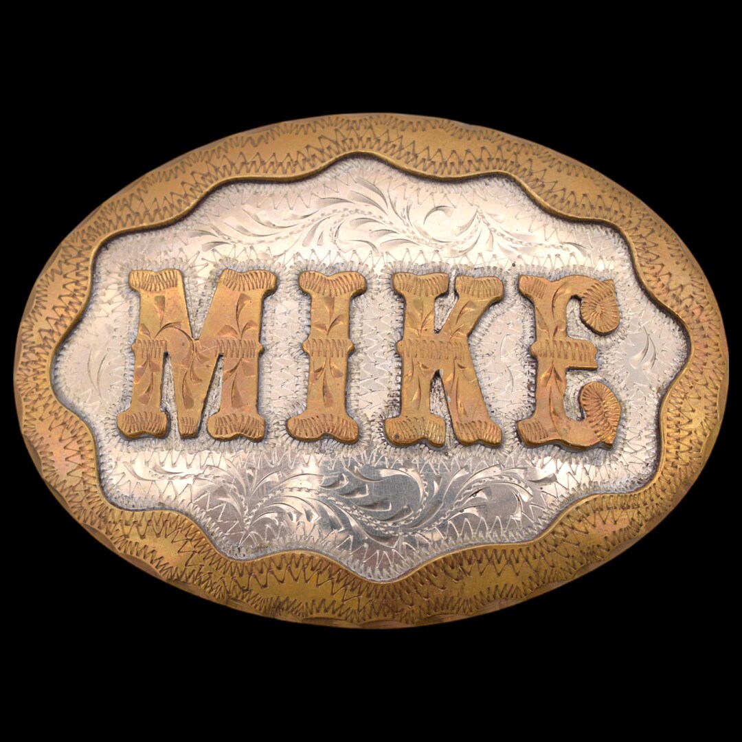 Mike 1970s Nickel Silver Vintage Belt Buckle by J-B Western Creations ...