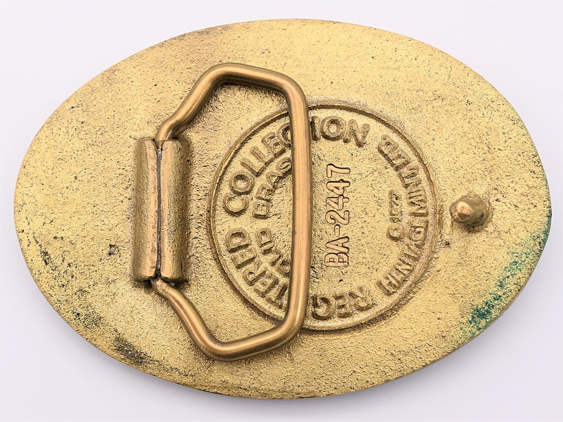 Solid Brass Kansas State Seal Vintage Belt Buckle W/bag & Papers - Etsy