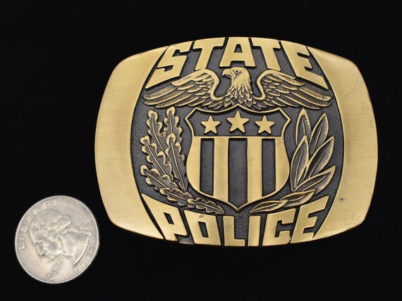 State Police Solid Bronze Belt Buckle - Gem