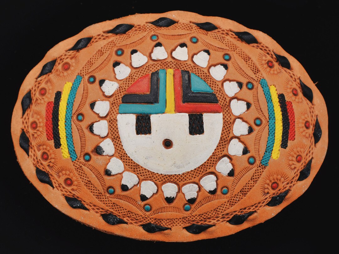 Southwestern Zuni Sun Mask Art Vintage Leather Belt Buckle - Etsy