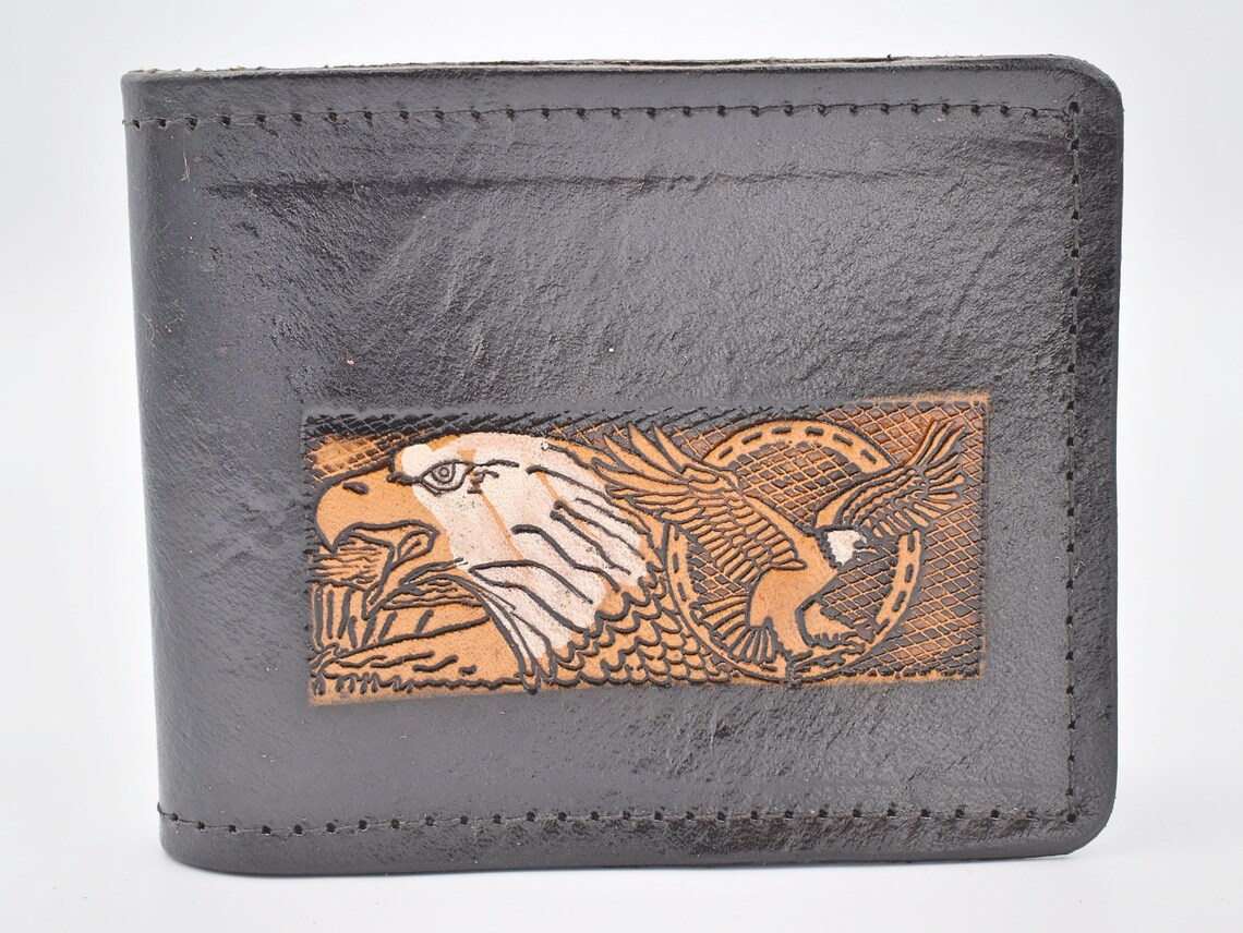 Soaring Bald Eagle Vintage Genuine Leather Wallet - Etsy