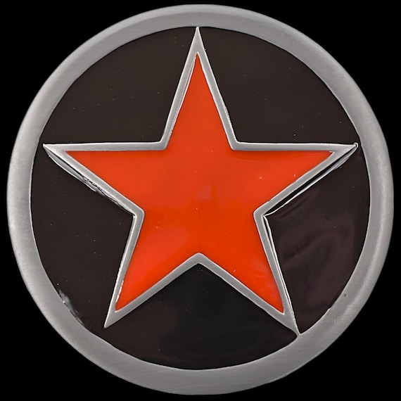 Red Star Black Circle Belt Buckle - Gem